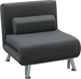 HOMCOM Skládací křeslo s funkcí postele, skládací polohovací křeslo v sametovém stylu, nastavitelná opěradla, 75 x 70 x 75 cm, tmavě šedá