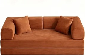 Aosom Bezkostrové modulární sofa, přeměnitelné na postel, obsahuje 2 polštáře a ocelový rám, 204D x 97Š x 65V cm, terakota