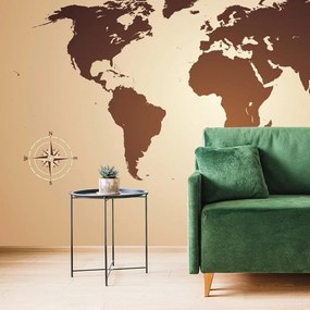 Samolepící tapeta mapa světa v odstínech hnědé - 450x300 cm