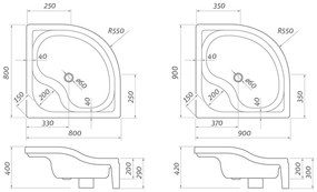 Roth SEMIDEEP NEO sprchová vanička 90 x 90 cm bílá 8000198