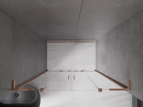 Mexen Velar L Duo, posuvné sprchové dveře do otvoru 160 cm, 8mm čiré sklo, růžové zlato, 871-160-003-02-60