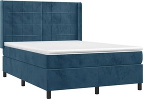 Box spring postel s matrací tmavě modrá 140x200 cm samet 3132685