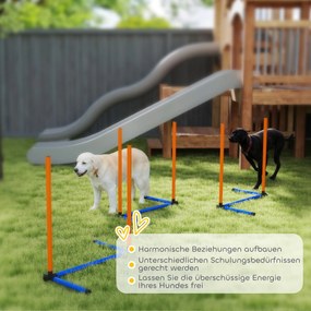 Agility set pro psy 3dílné agility vybavení se slalomovými tyčemi Taška na přenášení Výcviková sada pro všechny velikosti psů Oranžová barva