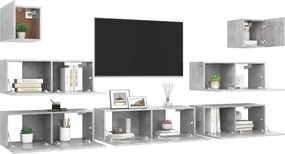 7dílný set TV skříněk betonově šedý kompozitní dřevo 3079133