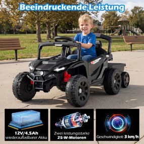 Costway 12 V Dětský traktor s odnímatelným přívěsem a rodičovským