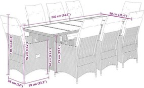 9dílný zahradní bistro set s poduškami černý polyratan 3277255