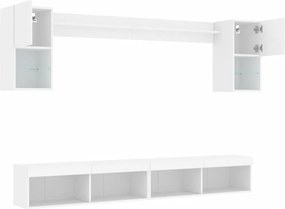6dílná obývací stěna s LED osvětlením bílá kompozitní dřevo 3216686