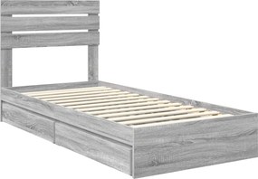 Postel s úložným prostorem se zásuvkou Šedá Sonoma 75 x 190 cm 3411608