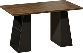 HOMCOM Psací stůl se 4 otevřenými policemi, industriální design, 140 cm, hnědo-černý