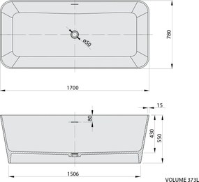 Polysan Polysan, LEYLA volně stojící vana 170x78cm, rockstone, bílá mat, 92530
