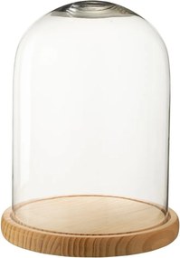 Přírodní dřevěný podnos se skleněným poklopem Bell Jar L - Ø 23*29 cm