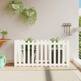 Vyvýšený záhon plotový design bílý 150x50x70 cm masiv borovice,  832498