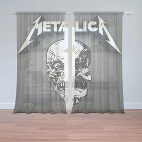 Sablio Záclony METALLICA Lebka Šedá: 2ks 150x250cm