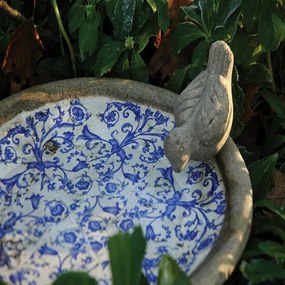 Esschert Design ESSCHERT DESIGN Ptačí koupel, modrobílá keramika "AGED CERAMIC" , 34 cm
