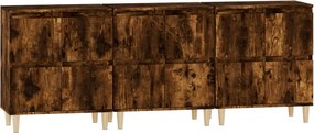 Příborníky 3 ks kouřový dub 60 x 35 x 70 cm kompozitní dřevo 3185772
