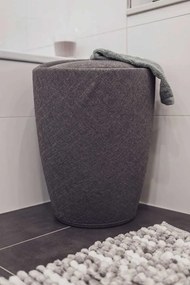 Taburet CANDY GREY - koš na prádlo, 2 v 1 , WENKO, šedý
