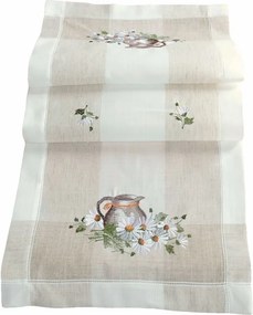 Lněný ubrus Džbán s květinami 40 × 140 cm