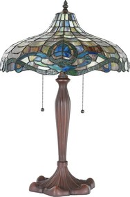 Hnědá stolní lampa Tiffany Vaganto - Ø 41*60 cm E27/max 2*60W
