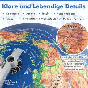Costway Ø30 cm Osvětlená koule s dřevěným podstavcem. Vzdělávací/geografický