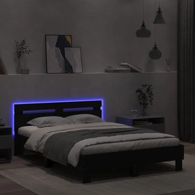Rám postele s čelem a LED osvětlením černý 120 x 200 cm