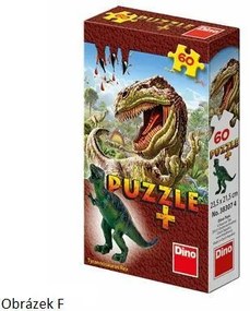 DINO Puzzle 60 dílků Dinosauři 6 druhů + figurka dinosaura dn383074
