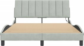 Rám postele s LED osvětlením bez matrace Hanko světle šedý 140 x 200 cm samet 3213781