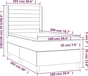 vidaXL Box spring postel s matrací a LED 100x200 cm samet [3139609] Barva: Tmavě moddrá