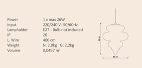 Sikrea Závěsné svítidlo ISIDORA Ø26 cm, 1xE27 Barva skla: Bílá, Barva montury: Matná černá, Typ montury: Přisazená