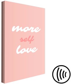 Obraz Více sebelásky (1-dílný) svislý - růžové pozadí s milostnými zprávami