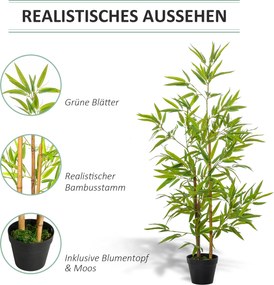 Outsunny Umělý bambus Dekorativní umělá rostlina 120cm realistický strom dekorace pro vnitřní prostory | Aosom.de