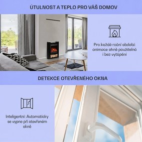 Klarstein Studio 5 Arc, elektrický krb, 1800 W, LED plameny, ventilátor, dálkové ovládání