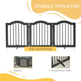 PawHut ohrádka pro psy, ochranná ohrádka, ohrádka pro psy, 3-dílná konfigurace ohrádky se dvěma podpěrnými nohami, stabilní, skládací, 154,5x29,5x61c…