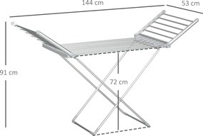 HOMCOM Sušák na prádlo s tepelnou funkcí, 45-55 ℃, skládací, 144L x 53B x 96V cm