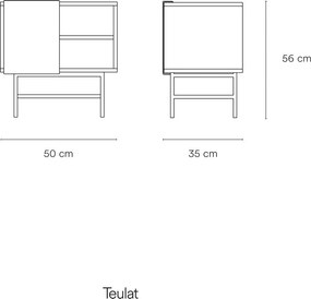 Matný noční stolek s poličkami v cihlové barvě/béžový Nube – Teulat