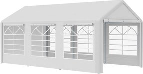 Pavilonový párty stan Outsunny 3x6m se 4 bočními stěnami a okny z polyesteru a kovu – bílý | Aosom
