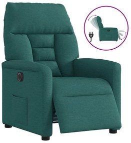 Elektrické polohovací křeslo tmavě zelené textil 3303018
