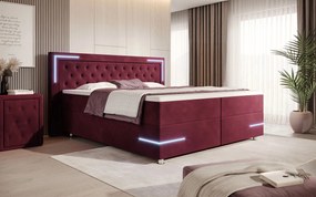 Boxspring postel CARLOTTA bez úložného prostoru s LED, samet Velikost postele: 120 × 200 cm, Barvy sametu: Bordó samet, Výběr matrace: Taštičková…