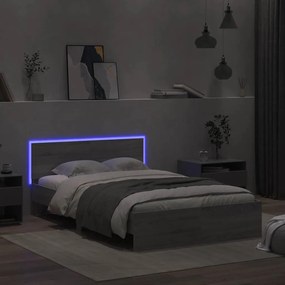 Rám postele s čelem a LED osvětlením šedý sonoma 120 x 200 cm 3207621