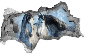 Wallmuralia Díra 3D fototapeta nálepka Šedí koně zima 95x73 cm