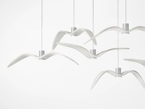 Designové závěsné svítidlo Brokis Night Birds PC962 Povrch Montury: Stříbrný elox, Barva skla: Šedá kouřová - masiv, Povrch baldachýnu: kov - černý matný komaxit