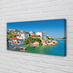Obrazy na plátně Řecko staveb pobřeží mořská 125x50 cm