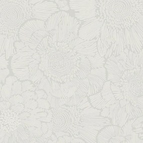 Bílá vliesová tapeta s květy A56401 | Lepidlo zdarma