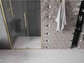 Mexen Velar posuvné sprchové dveře 110 cm, transparentní, zlaté kartáčované - 871-110-000-01-55