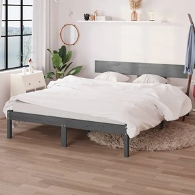 Rám postele šedý masivní borovice 150 x 200 cm King Size,  810154