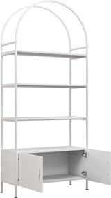 HOMCOM obloukový regál se 4 patry a dvířkovou skříňkou, 80 × 30 × 187 cm, bílá