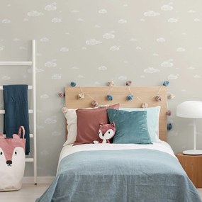 Modrá papírová tapeta na zeď, mráčky, obloha, hvězdičky 458-1, Pippo, ICH Wallcoverings