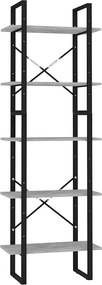 Knihovna s 5 policemi betonově šedá 60 x 30 x 175 cm kompozit 3081982