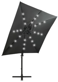 vidaXL Konzolový slunečník s tyčí a LED světly antracitový 250 cm