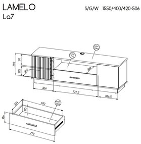 Televizní stolek LAMELO LA7 Dolmar 155/42-50,6/40