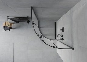 Mexen Rio, čtvrtkruhový sprchový kout 90(dveře)x90(dveře)x190 cm, 5mm sklo námraza, černý profil, 863-090-090-70-30